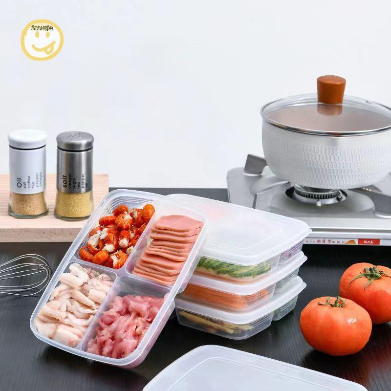 Scoutjie 4 กริดอาหารกล่องเก็บผลไม้แบบพกพาตู้เย็นตู้แช่แข็ง Sub-Packed ...