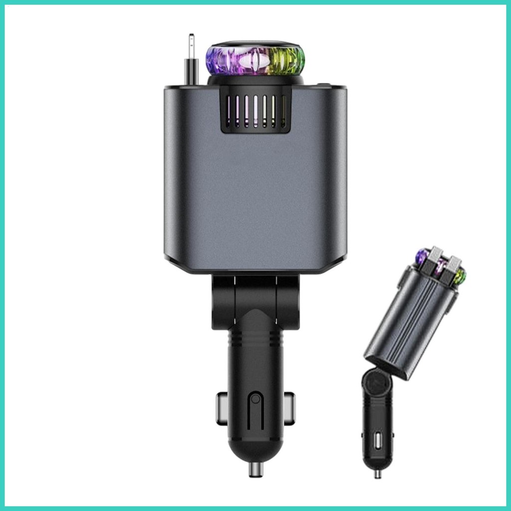 Fast Charger อะแดปเตอร์รถยนต์ 66W Retractable Multifunctional Car ...