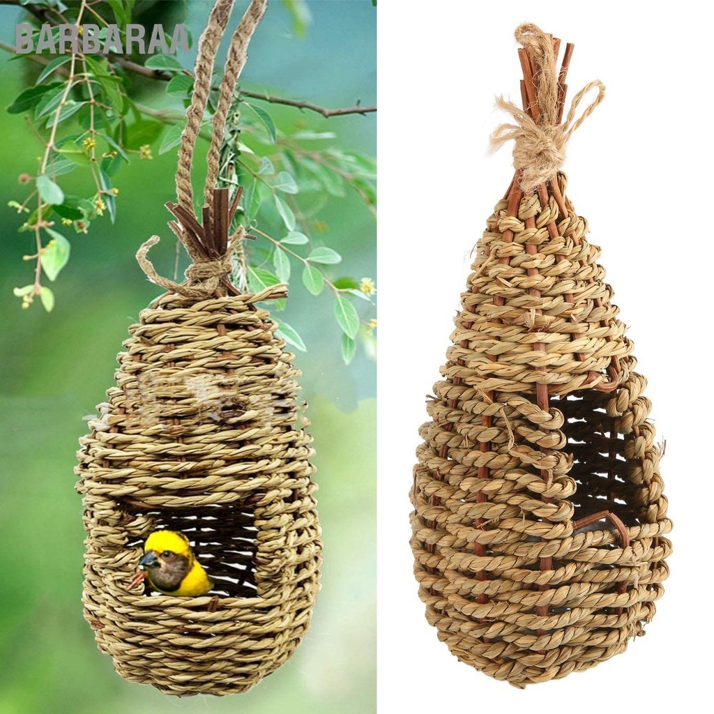 Barbaraa หญ้าทอรังนกธรรมชาติแขวนทอมือ Hummingbird Nest สำหรับลานสวน ...