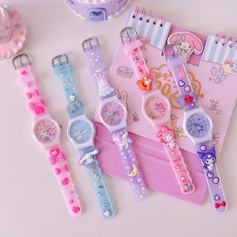 3d รูปแบบเด็กนาฬิกาข้อมือ Sanrio Cinnamoro Hello Kitty นาฬิกาควอทซ์กัน ...