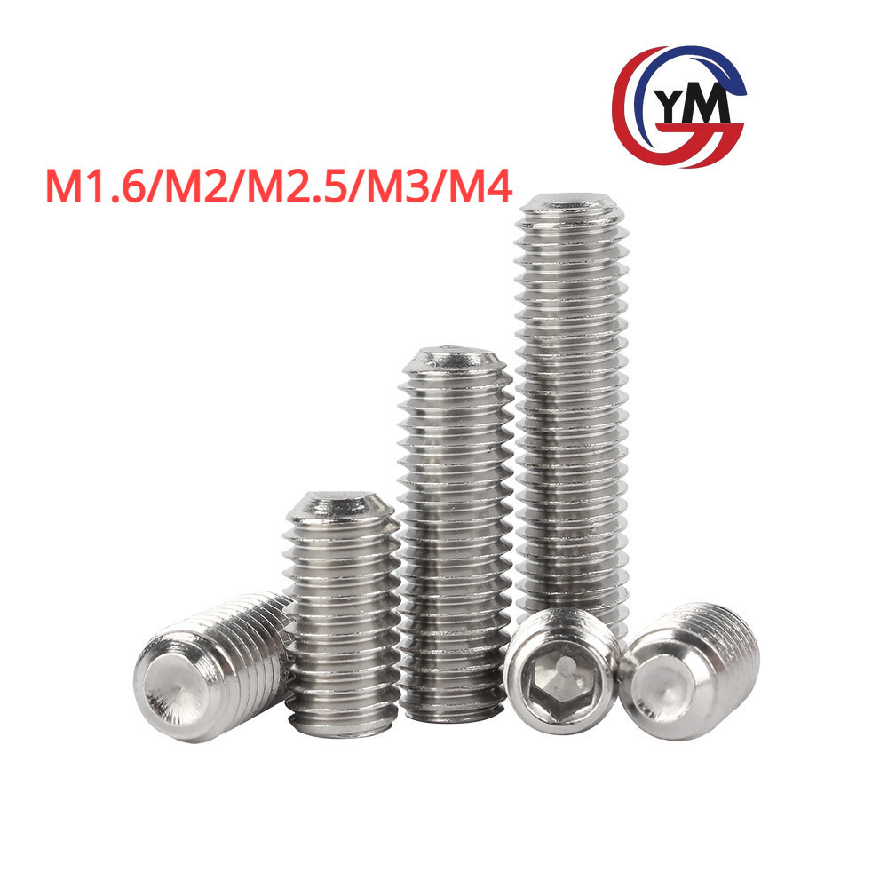 [YMH1] สกรู ตัวหนอน หกเหลี่ยม ปลายตัด สแตนเลส 304 เกลียวมิล หยาบ M1.6/M2/M2.5/M3/M4 / Hex Socket ...