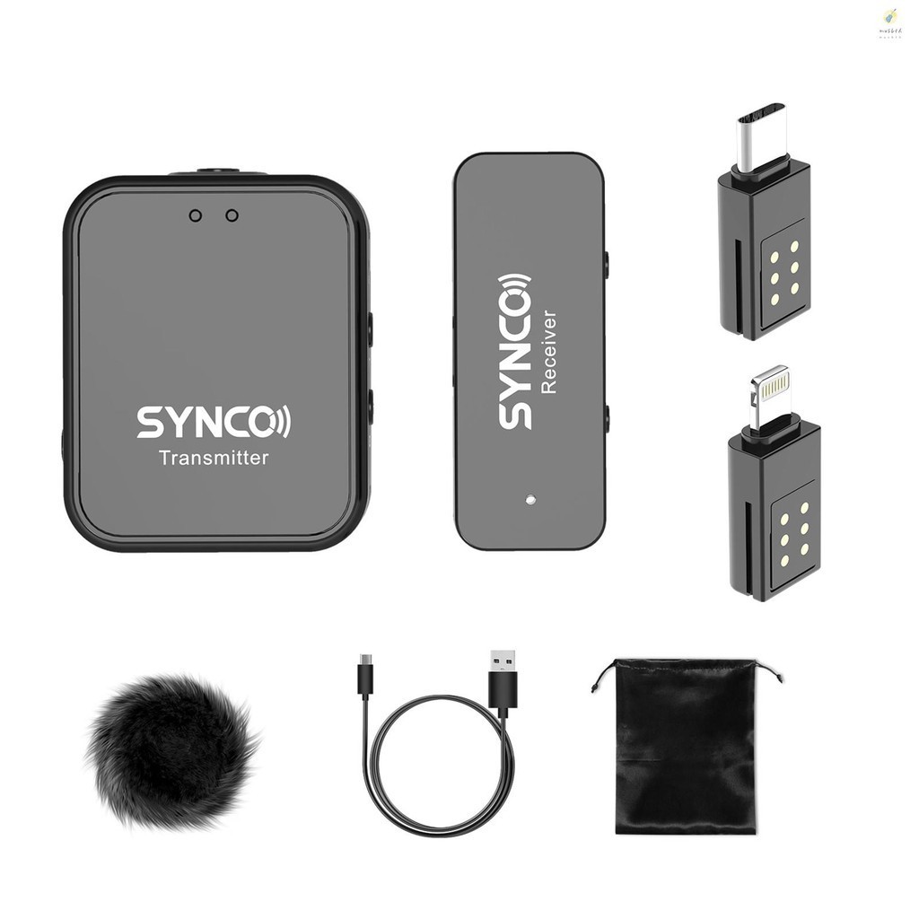 Synco G1TL 2.4G ระบบไมโครโฟนไร้สายรวมเครื่องส่งสัญญาณไมโครโฟนแบบหนีบ + ตัวรับสัญญาณขนาดเล็กพร้อม ...
