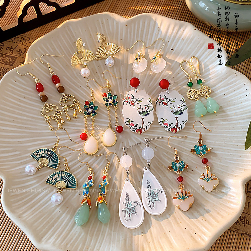 Daoyi ใหม่สไตล์จีนต่างหูพู่โบราณสไตล์แห่งชาติ Niche High-End สุภาพสตรีต่างหูต่างหู | Shopee Thailand