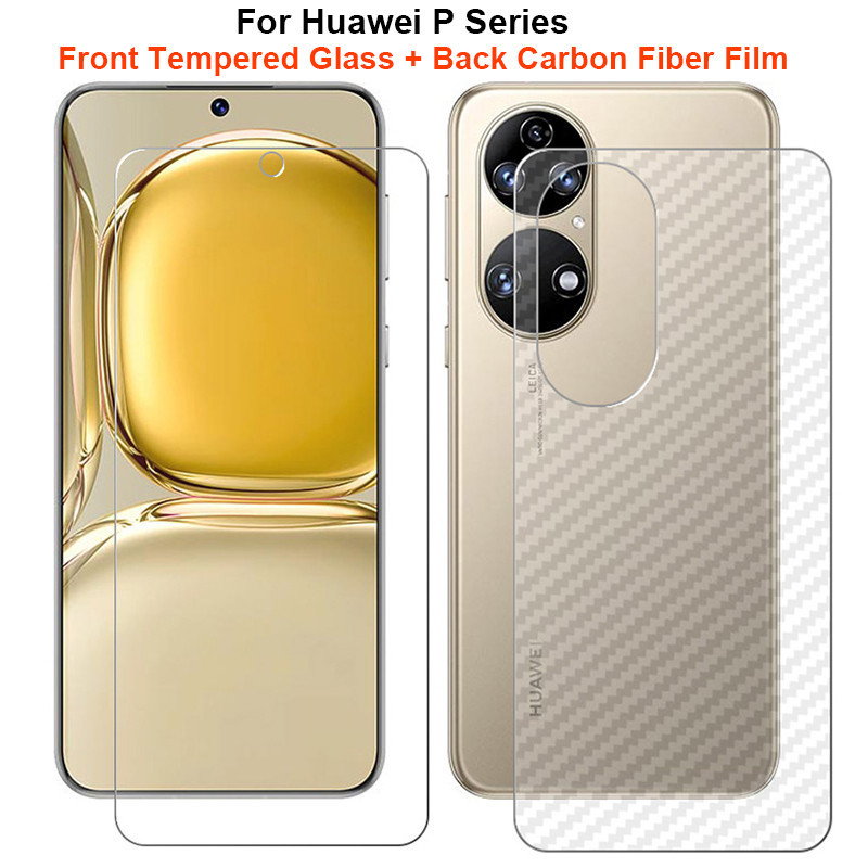 สําหรับ Huawei Pura 70 P50 P50E P40 Pro Plus Ultra Lite กลับฟิล์มคาร์บอนไฟเบอร์นุ่มสติกเกอร์ ...