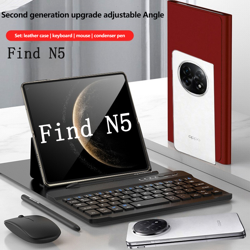 แม่เหล็กบลูทูธไร้สายคีย์บอร์ดพับผู้ถือซองหนังสําหรับ OPPO Find N5 N3 N2 N OnePlus เปิดแป้นพิมพ์ ...