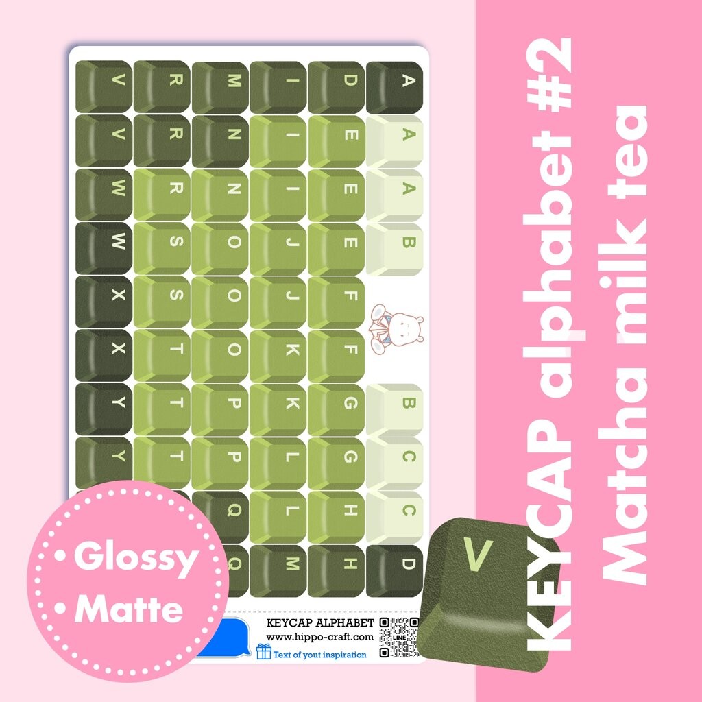 KEYCAP alphabet #2 Matcha milk tea | Planner sticker sheet สติ๊กเกอร์ ...