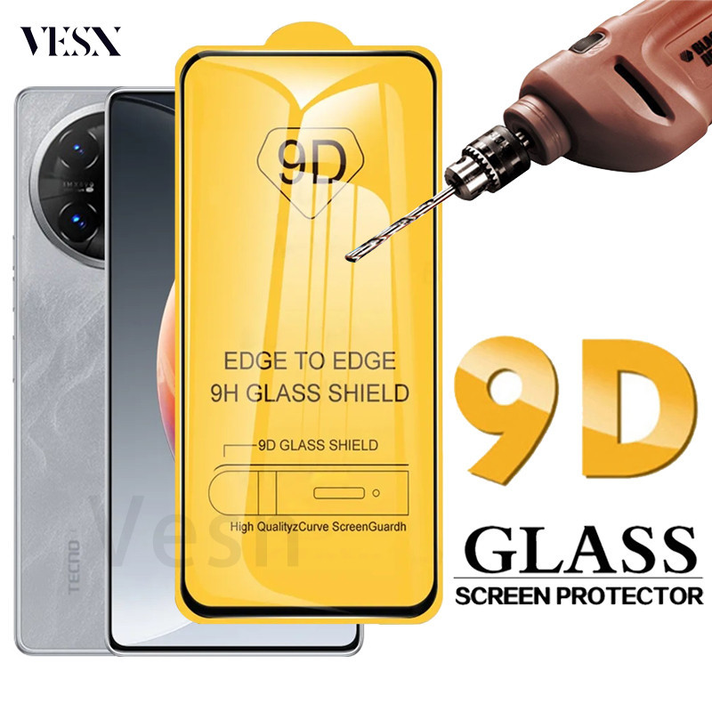 ฟิล์มกระจกแบบเต็มจอ 9D กาวเต็มแผ่น อย่างดี Tecno Pova 6 5 4 Spark GO 20 20C 10 10C Camon 30 20 ...