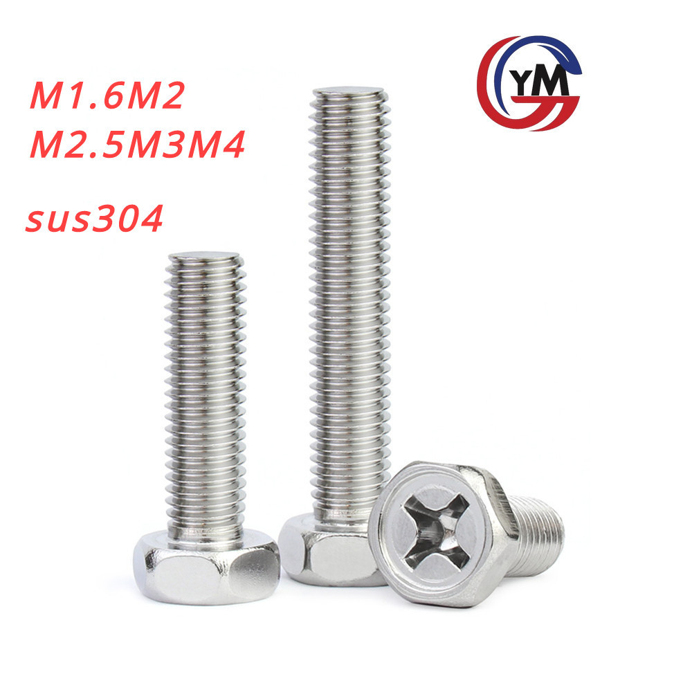 [YMH1] น็อต สกรู หัวหกเหลี่ยม ฝังแฉก สแตนเลส 304 เกลียวมิล หยาบ / Indented Hexagon Machine Screw ...