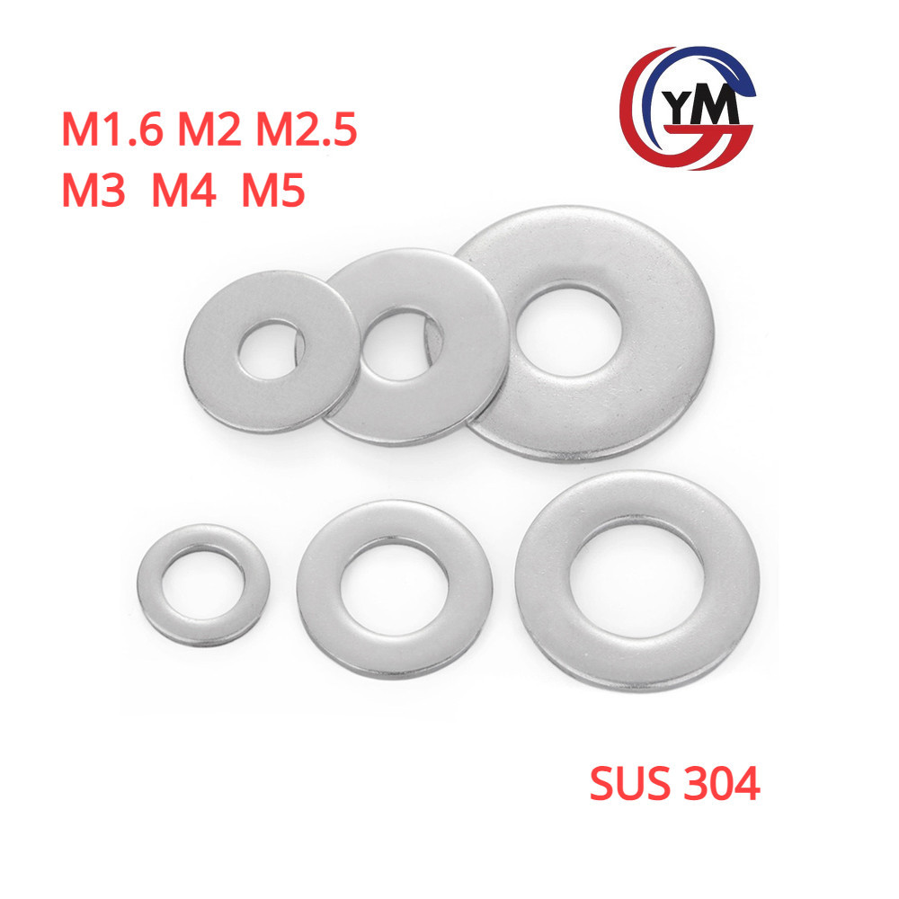 [YMH1] แหวนอีแปะ แหวนรอง น็อตสกรู สแตนเลส 304 M1.6 M2 M2.5 M3 M4 M5 / Flat Washer Stainless ...