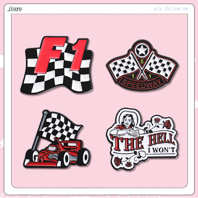 Formula Racing F1 Chequered Flag Pin เข็มกลัดรถ Champion Badge เข็มกลัด ...