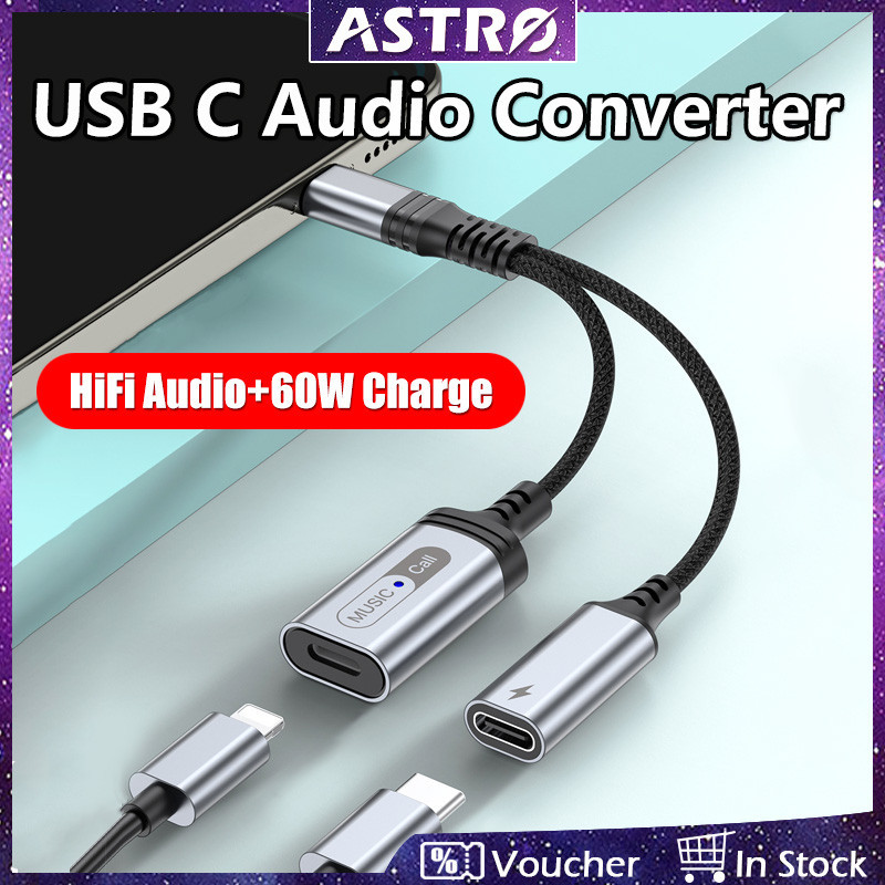 Astro 2-in-1 คุณภาพสูงหูฟัง Converter, HiFi USB C อะแดปเตอร์เสียงพร้อม ...
