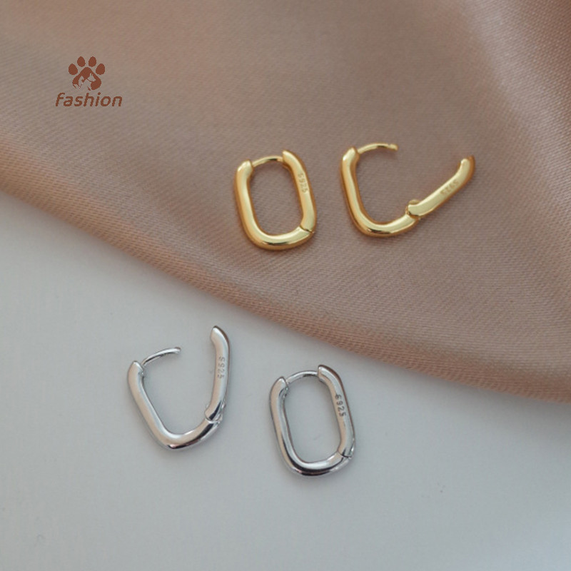 [แฟชั่น] แฟชั่นสีทองเรขาคณิต U-Shape Hoop ต่างหูสําหรับผู้หญิงผู้ชาย ...