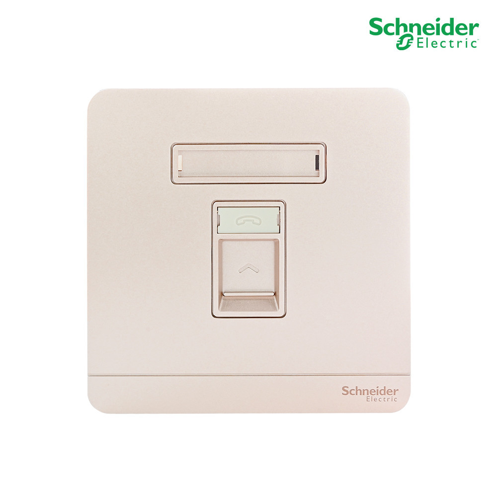 Schneider เต้ารับโทรศัพท์ มีม่านนิรภัย Telephone Socker สีทอง รุ่น ...