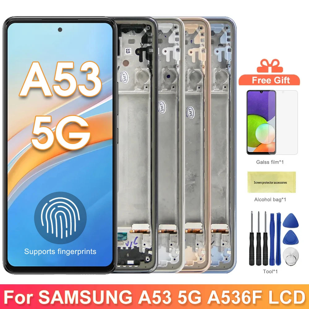 SAMSUNG Super AMOLED A53 5Gจอแสดงผลพร้อมกรอบ,สําหรับSamsung Galaxy A53 ...