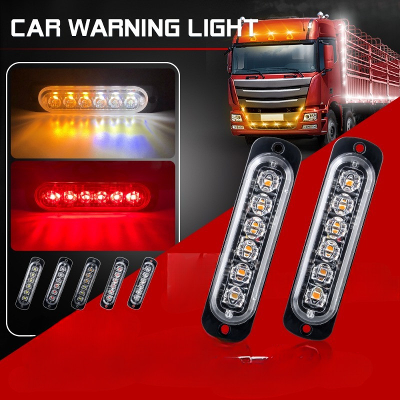 ไฟเตือนรถบรรทุก 6 Led Strobe Light 12-24V คําเตือน Led Lorry ไฟเลี้ยวด้านข้าง Ultra-Thin Flash ...