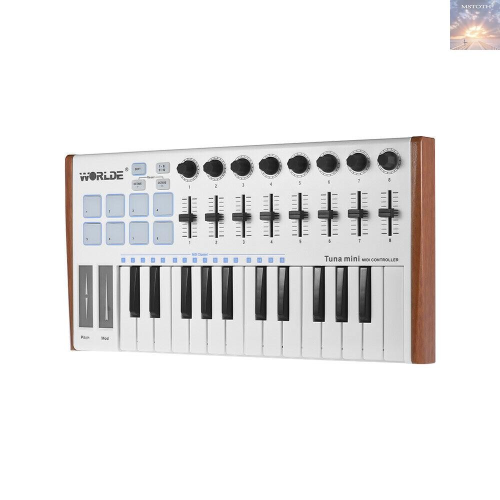 Worlde TUNA MINI คอนโทรลเลอร์คีย์บอร์ด USB MIDI 25 คีย์แบบพกพาพิเศษ 8 ...