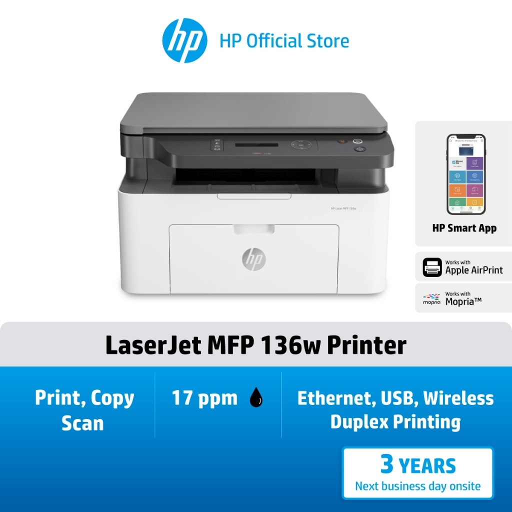HP เครื่องพิมพ์ เลเซอร์ LaserJet MFP 136w / 136a Printer | Shopee Thailand