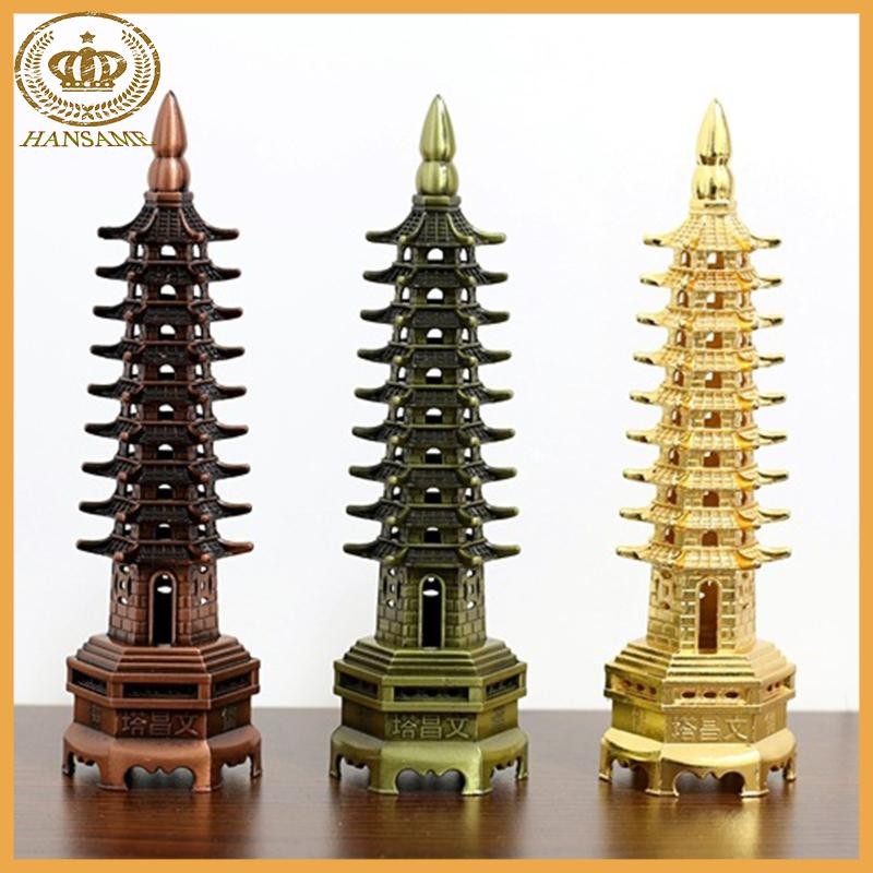 Han Feng Shui 9 ระดับโลหะผสม 3D รุ่นจีน Wenchang Pagoda Tower รูปปั้น ...