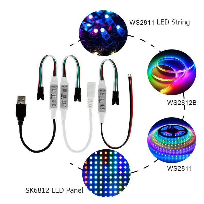Sp002e Controller 3 คีย์ Phantom LED RGB Controller 600 พิกเซล Dimmer ...