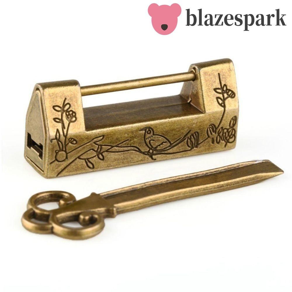 Blazespark ล็อคทองเหลืองวินเทจดอกไม้จีนล็อคและกุญแจ | Shopee Thailand