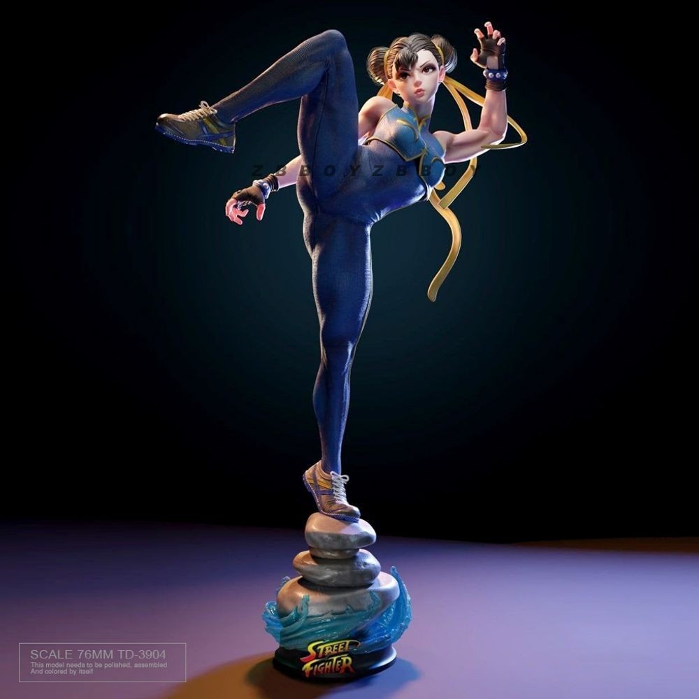 ฟิกเกอร์เรซินรุ่น 76 มม. ZBBOY ควบคุม Chun-Li Flying Kick Break สีขาว ...