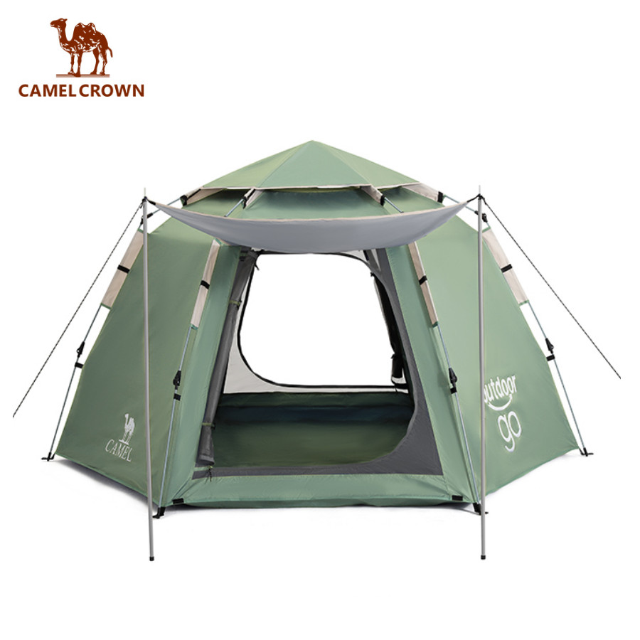 Camel CROWN เต็นท์หกเหลี่ยมอัตโนมัติ พร้อมเสา กันแดด แบบพกพา สําหรับตั้งแคมป์กลางแจ้ง 5-6 คน ...