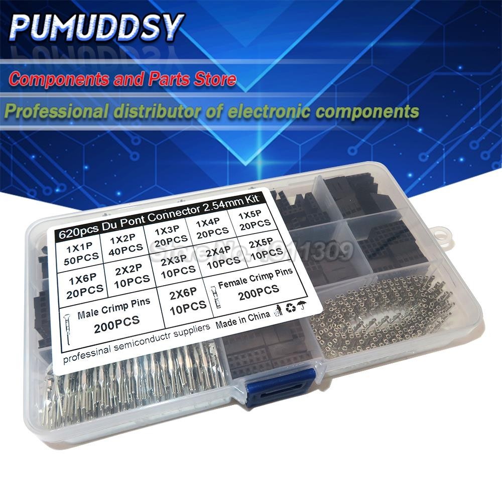 620pcs Dupont Connector 2.54 มม.Dupont Cable Jumper Pin Header Shell ...