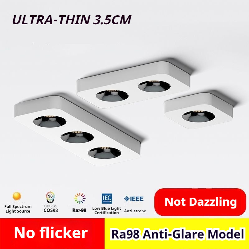 โคมไฟติดเพดาน สเปกตรัม Ra98 สามสี หรี่แสงได้ 3.5 ซม. แบบบางพิเศษ ...