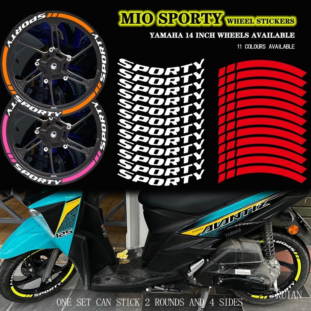 Mio สติ๊กเกอร์ล้อสปอร์ตสําหรับ Yamaha 14 นิ้วสติ๊กเกอร์ขอบล้อ Mio Tyre ...