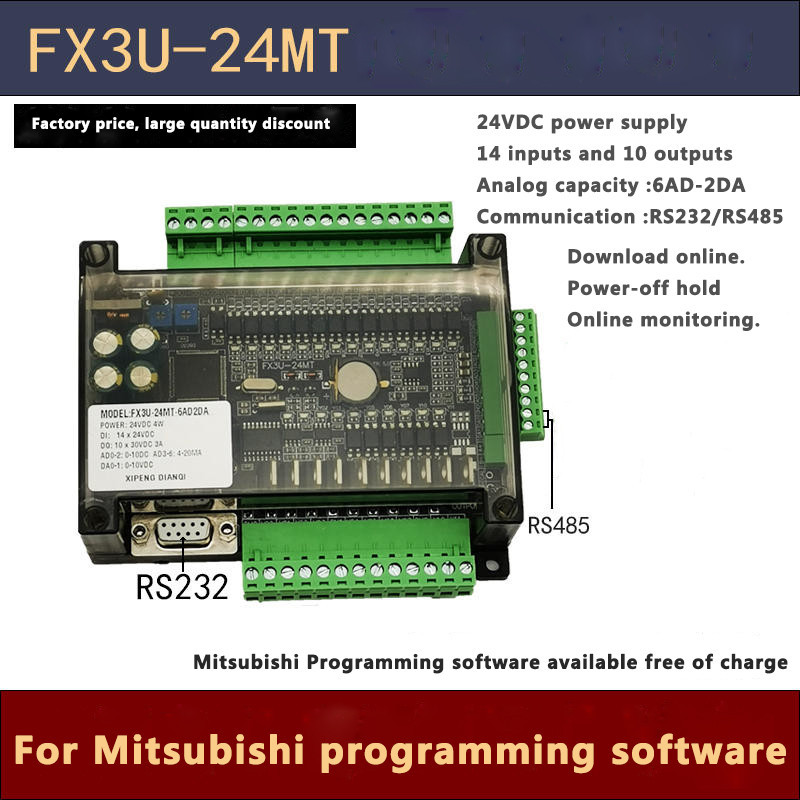 FX3U-24MT/24MR/14MT/14MR/30MT/30MR/32MT/32MR/48MT/48MR PLC อุตสาหกรรมควบคุม controller แผ่นเรียบ ...
