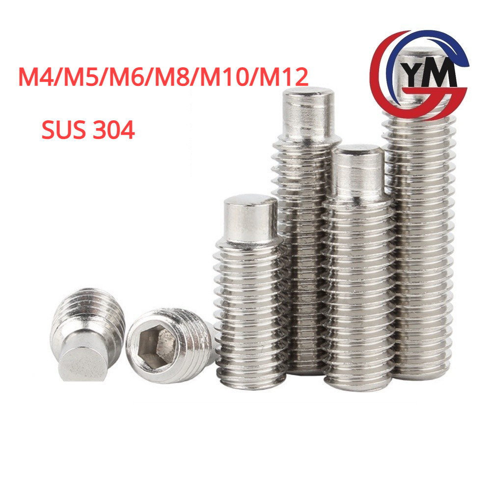 [ Ymh1] สกรู ตัวหนอน หกเหลี่ยม ปลายแหลม สแตนเลส 304 เกลียวมิล หยาบ / Hex Socket Set Screw M4/M5 ...