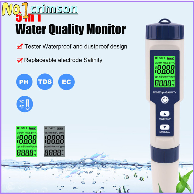 Crimson EZ-9909 5 In 1 Multi-functional Water Quality Monitor Tester ...