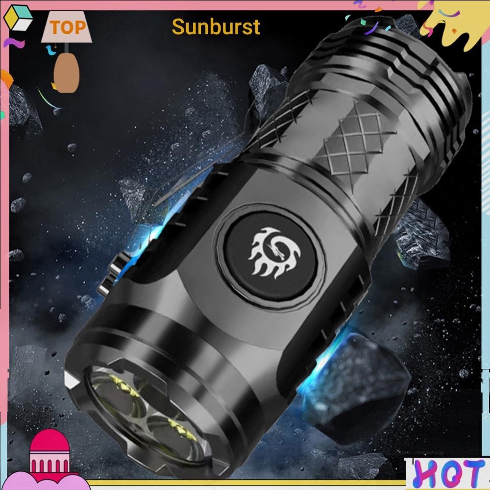 ไฟฉาย LED สว่าง USB ชาร์จแบบพกพากลางแจ้ง FlashLight 18350 แบตเตอรี่ ...