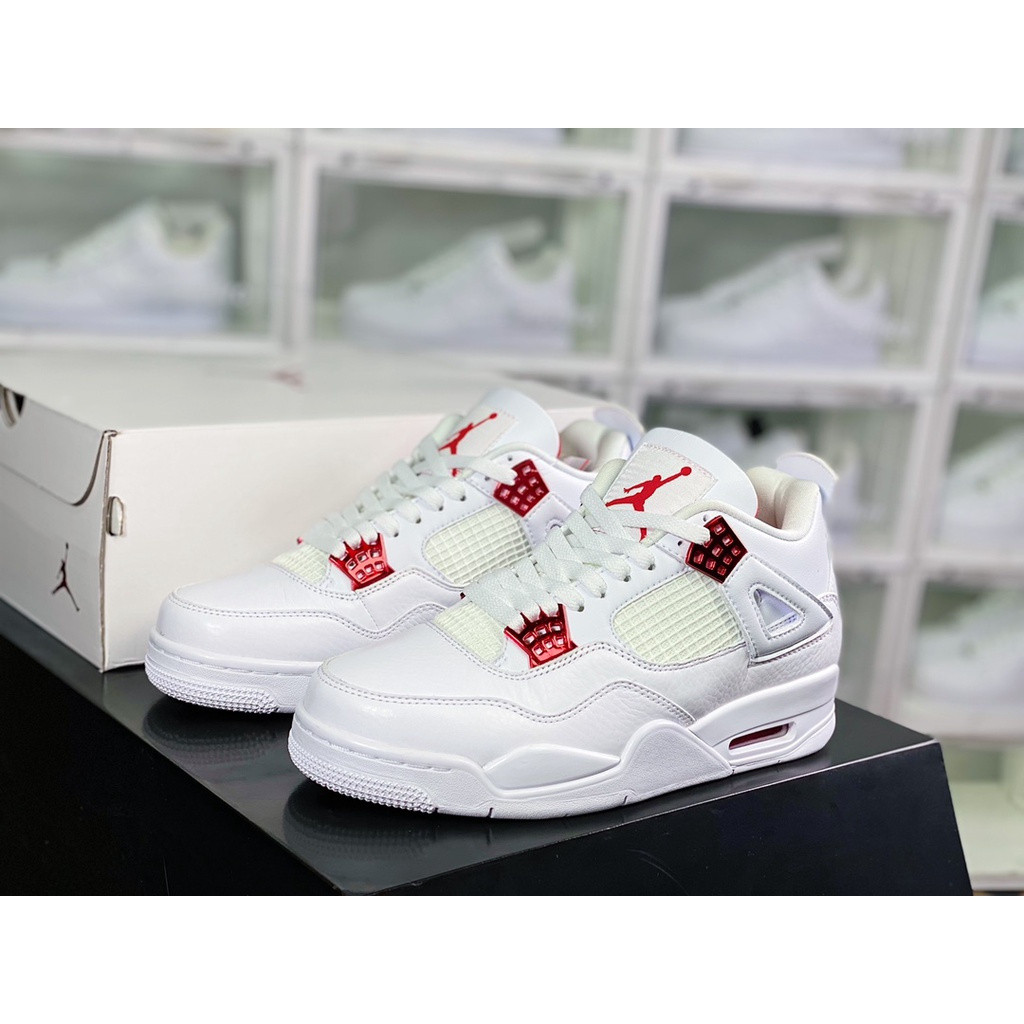 NK Air Jordan 4 Retro Red METALLIC AJ4 Sport รองเท้าบาสเก็ตบอลรองเท้า ...