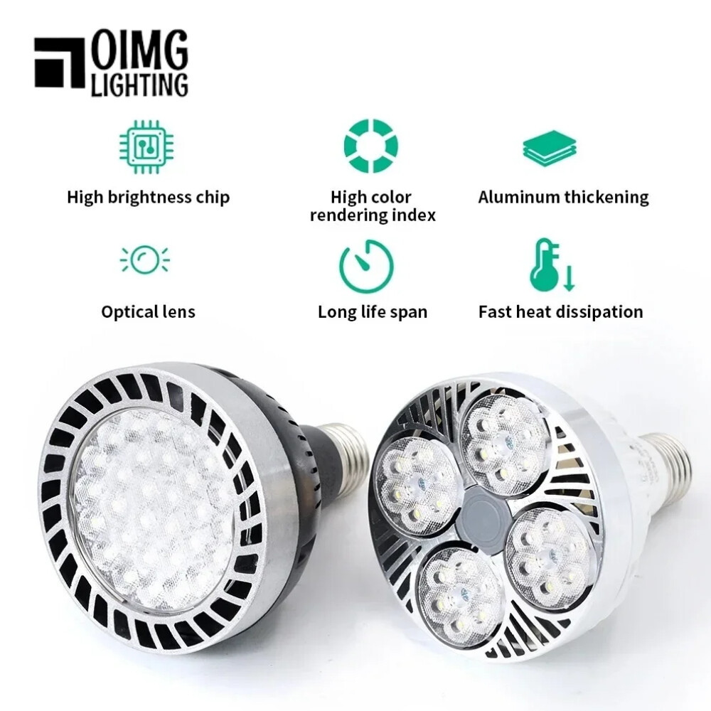Oymg หลอดไฟสปอตไลท์ LED Track, สกรู E27, PAR30, 25W/35W/40W/45W แสงวอร์มไวท์/ขาว/เป็นกลาง, 220V ...