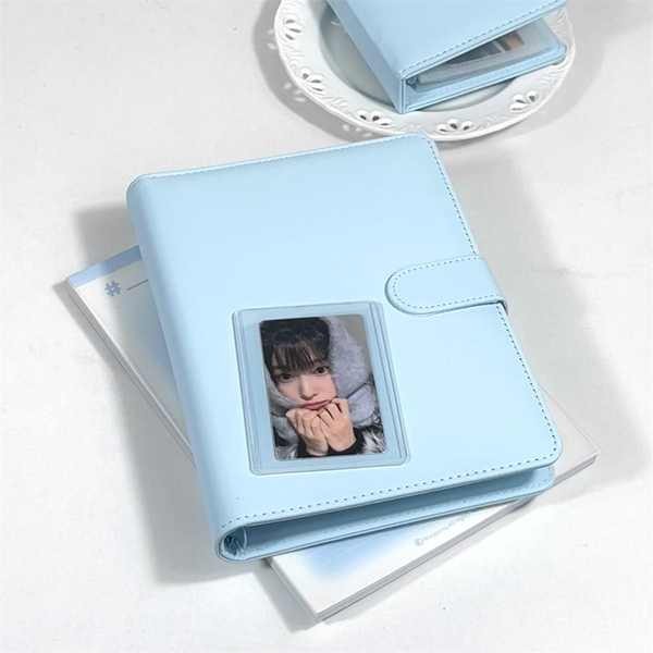 แฟ้มการ์ด card folder Ins ประณีต High-Appearance Pure Blue PU หนัง ...