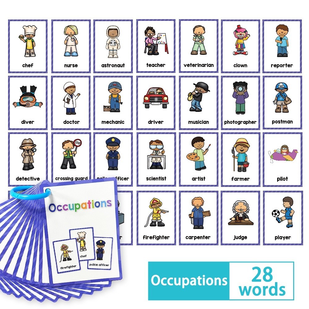 Occupations English Words Flash Cards สมุดการ์ดคำศัพท์ภาษาอังกฤษ การ์ด ...