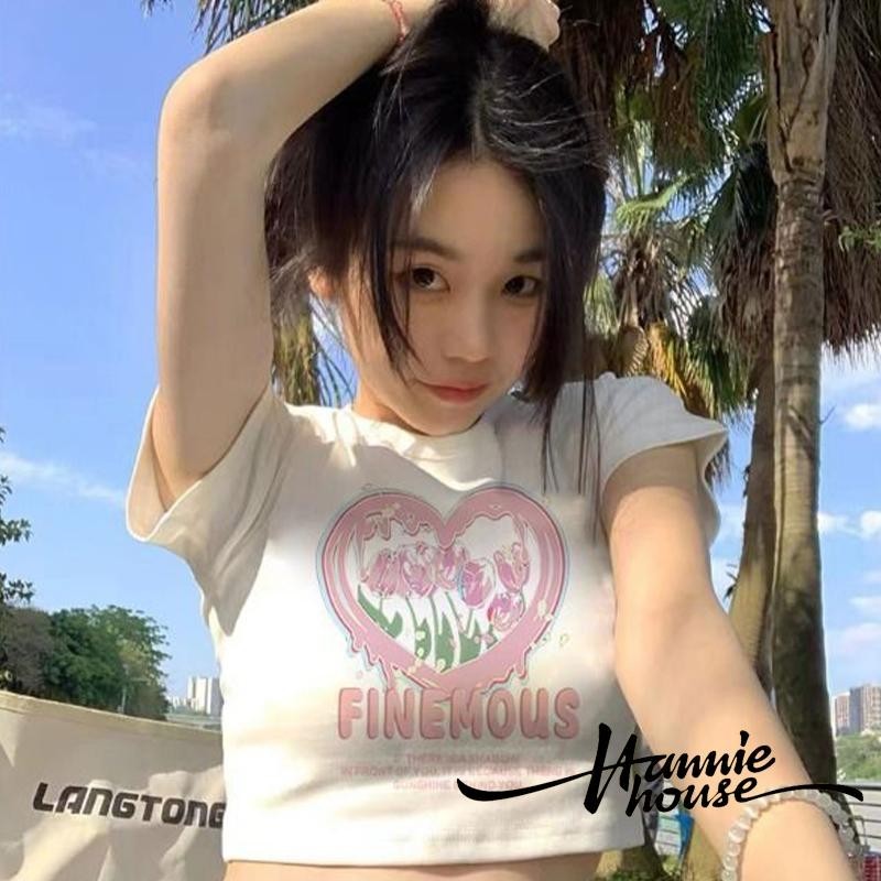 Hannie House- เสื ้ อครอปคอลูกเรือแขนสั ้ นผู ้ หญิง | Shopee Thailand