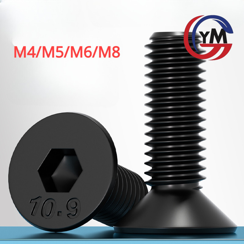 [ Ymh1]M4/M5/M6/M8 น็อตดำ หัวจมเตเปอร์ เกรด 10.9 แข็งพิเศษ สกรูชุบแข็งดำ เกลียวมิล ตลอด หยาบ ...