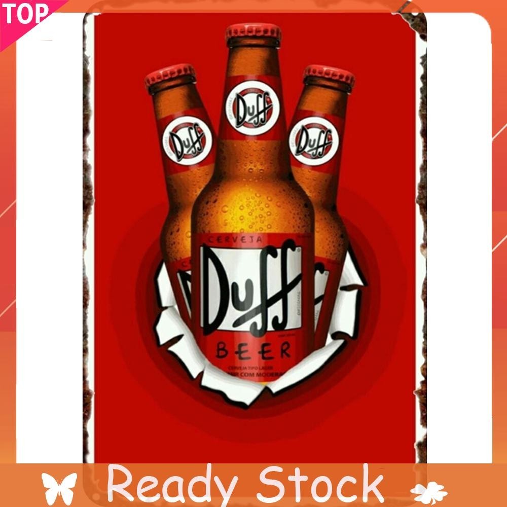 Vintage โลหะแผ่น Duff เบียร์สี่เหลี่ยมผืนผ้าเหล็กภาพวาด Wall Bar Decor ...