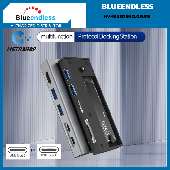 Blueendless Dual protocol NVME SATA m.2 ssd USB type c hub 100watt PD ชาร์จ USB 3.1 10gbps HDMI ...