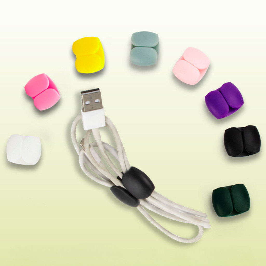 Colourful คลิปสายเคเบิลซิลิโคน USB Cable Tie เดสก์ท็อป Penyepit Silikon ...