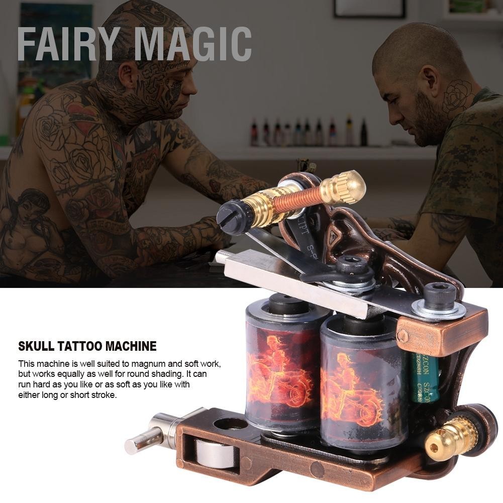 Fairy Magic Professional 10 Warp Coil Tattoo Machine รูปแบบกะโหลกศีรษะ ...