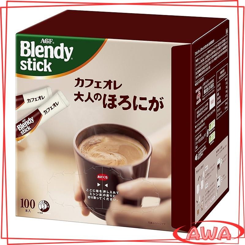 AGF Blendy Stick Cafe au Lait for Adults Bitter-Sweet 100 Sticks ...