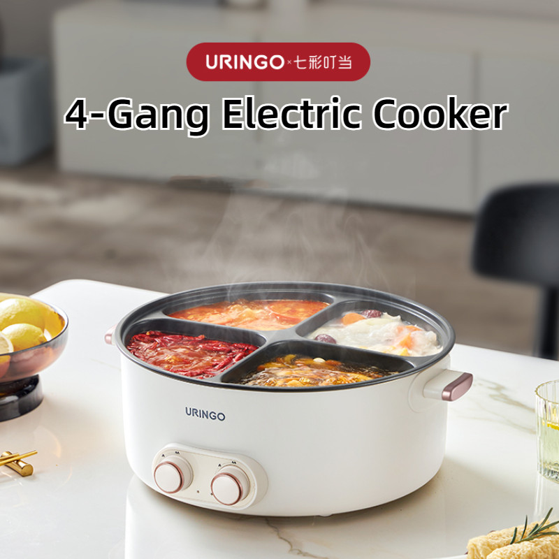 Uringo Four-Grid หม้อร้อนไฟฟ้ามัลติฟังก์ชั่นในครัวเรือน 6-Liter ขนาดใหญ่ความจุแบบบูรณาการกระติก ...