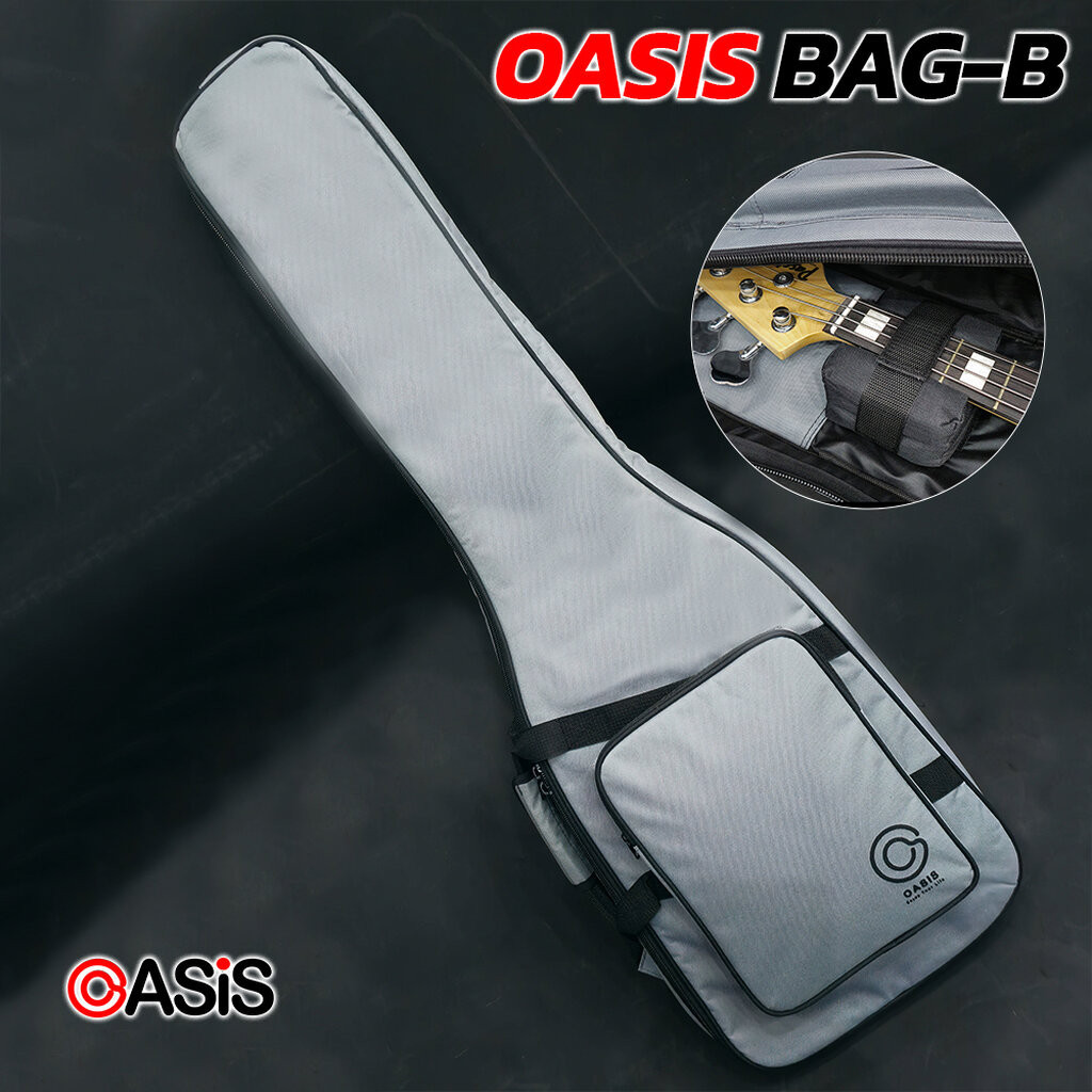 กระเป๋ากีตาร์เบส Oasis (มีหมอนคอ ฟองน้ำ 12 mm.) BAG-B1 (สีเทา) กระเป๋าเบสบุฟองน้ำ กีต้าร์เบส ...
