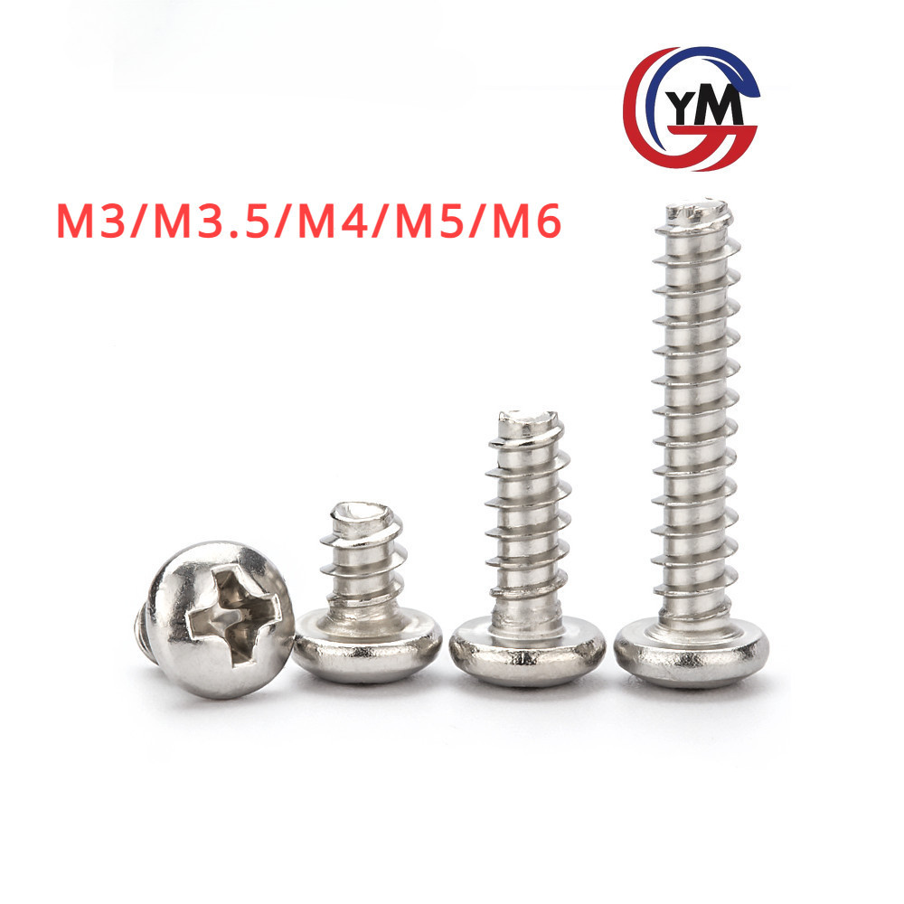 [YHM1] สกรู น็อต หัวกลม แฉก + ขันพลาสติก สแตนเลส 304 เกลียวปล่อย ปลาย ...