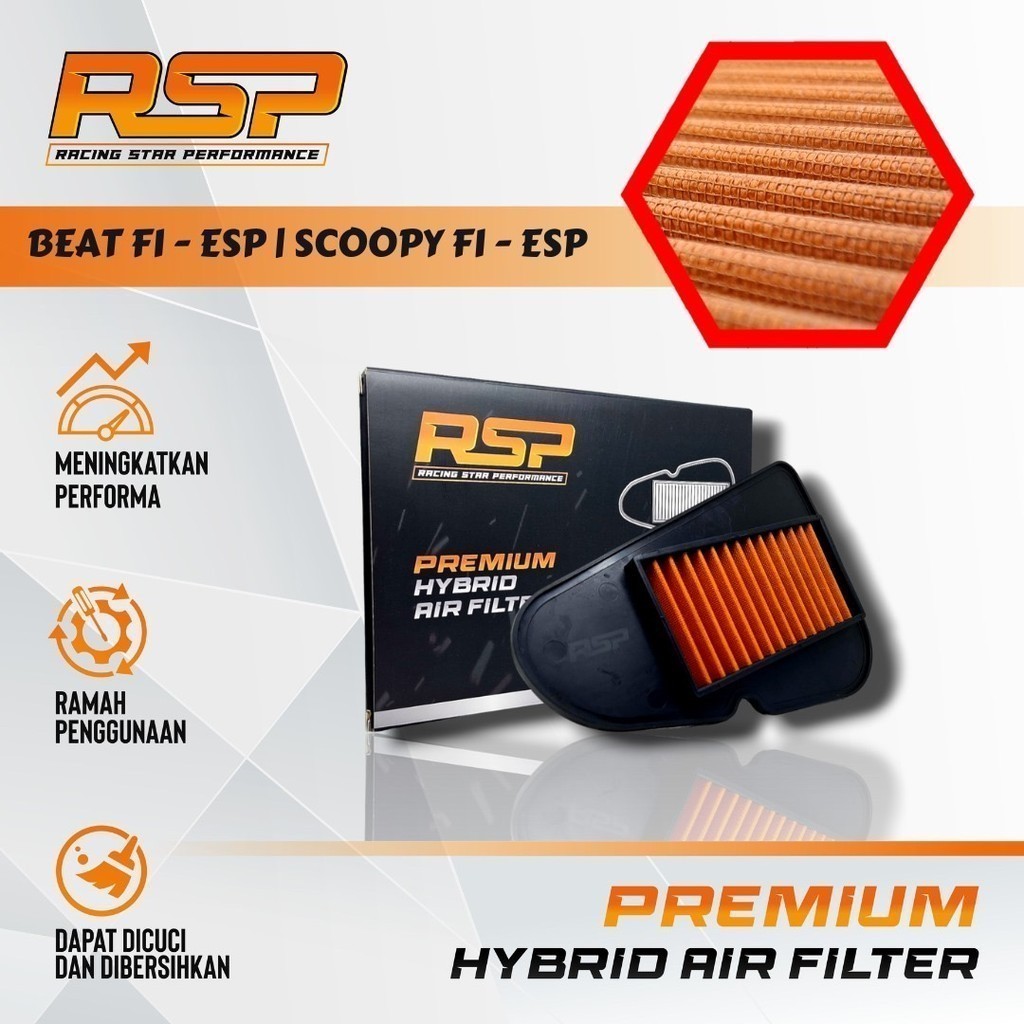 Rsp PREMIUM HYBRID AIR FILTER HONDA BEAT FI & POP, Vantel ESP & FI Xin ...