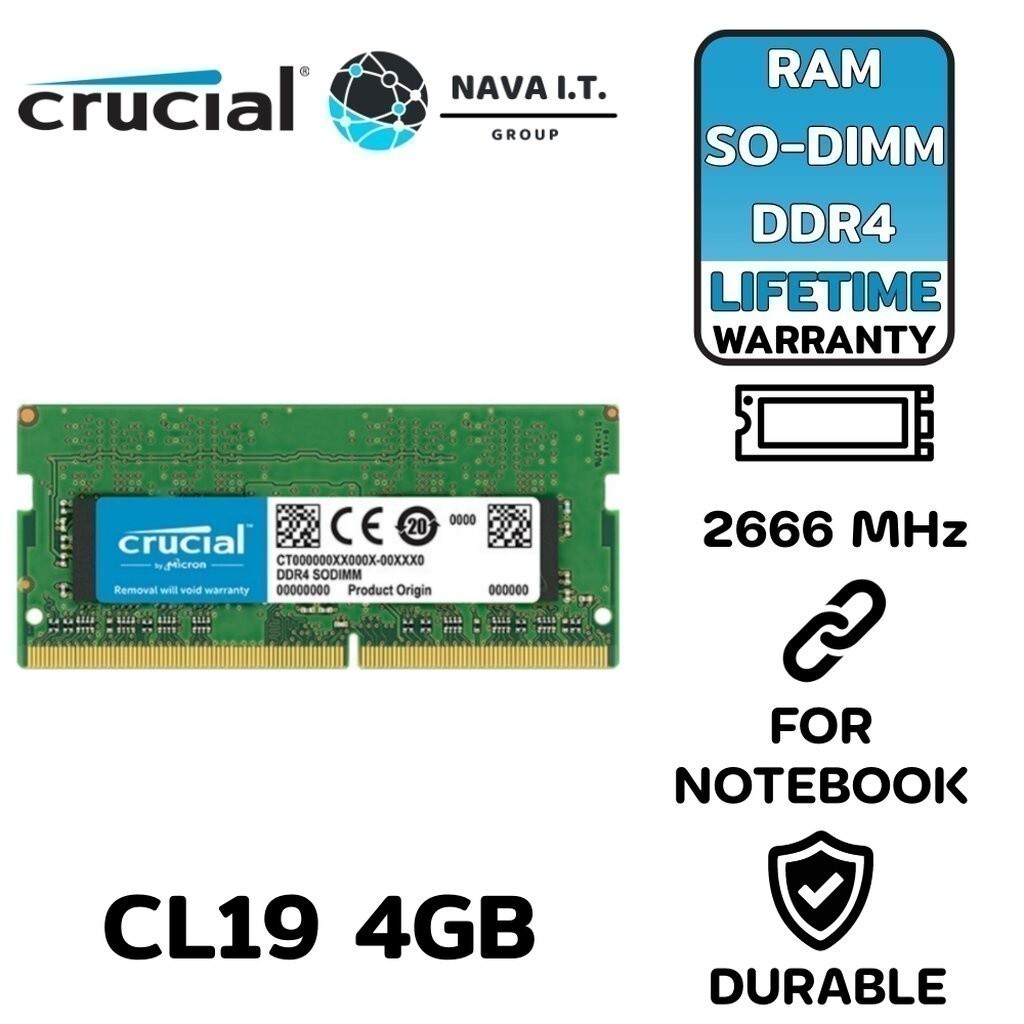 ⚡️กรุงเทพฯด่วน1ชั่วโมง⚡️ CRUCIAL 4GB DDR4 2666 SO-DIMM CL19 สำหรับ NOTEBOOK (CCL-CT4G4SFS8266 ...