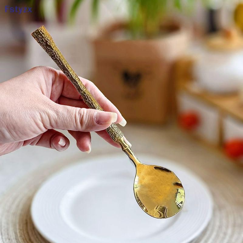 Fstyzx ช้อนสแตนเลส Gold Silver ความคิดสร้างสรรค์ลื่นด้ามยาว Tablespoon ...